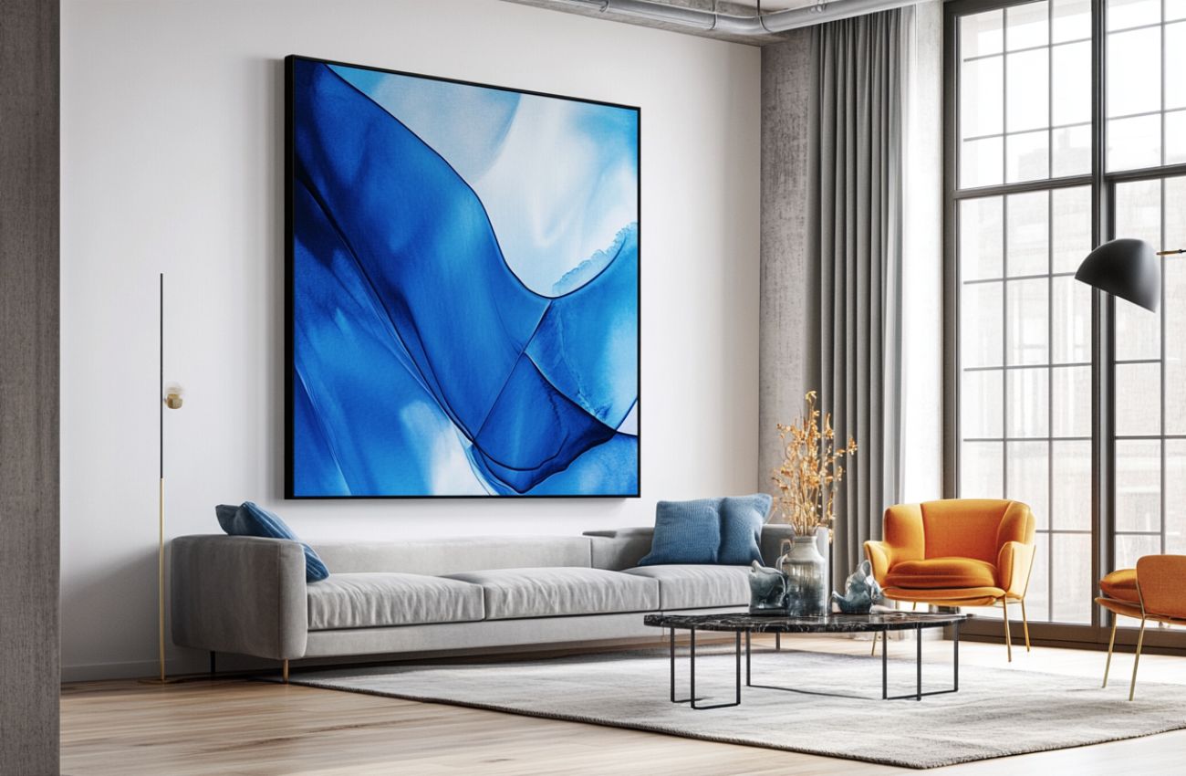 Dive into Serenity: Exploring Blue Hues in Abstract Art – Stone and Gray