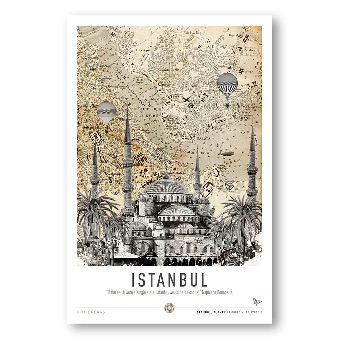 Historic Istanbul Map Print (Portrait) | Custom Sizes, Fine Art Paper ...