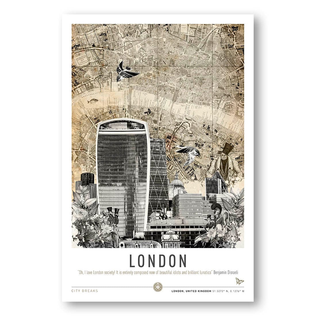 Urban Cartography Collage Print (Portrait) | Custom Sizes, Fine Art ...