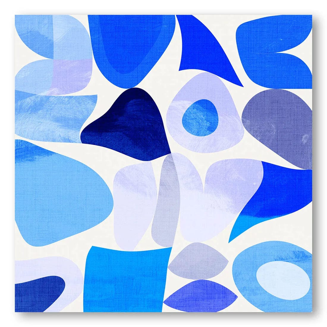 Flowing Blue Shapes Art Print – Stone and Gray