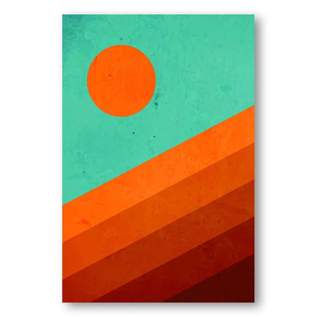 Rising Geometric Sun Art Print – Stone and Gray