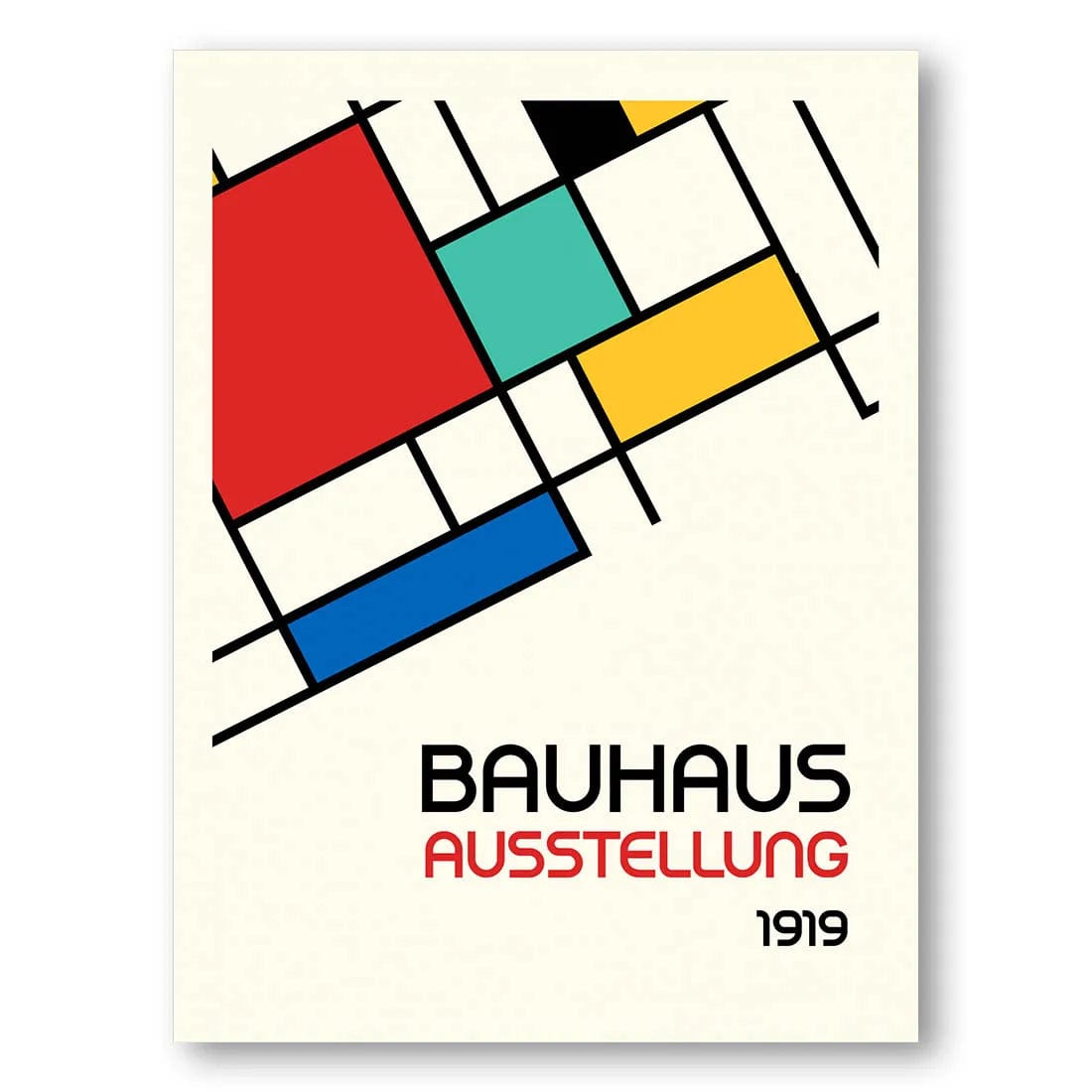 Bauhaus Geometric Grid Art Print – Stone and Gray