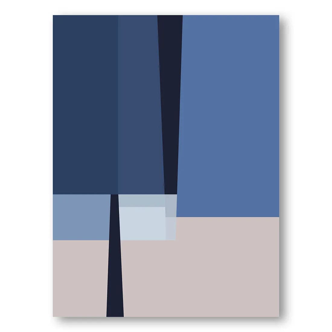 Abstract Blue Segments Art Print – Stone and Gray