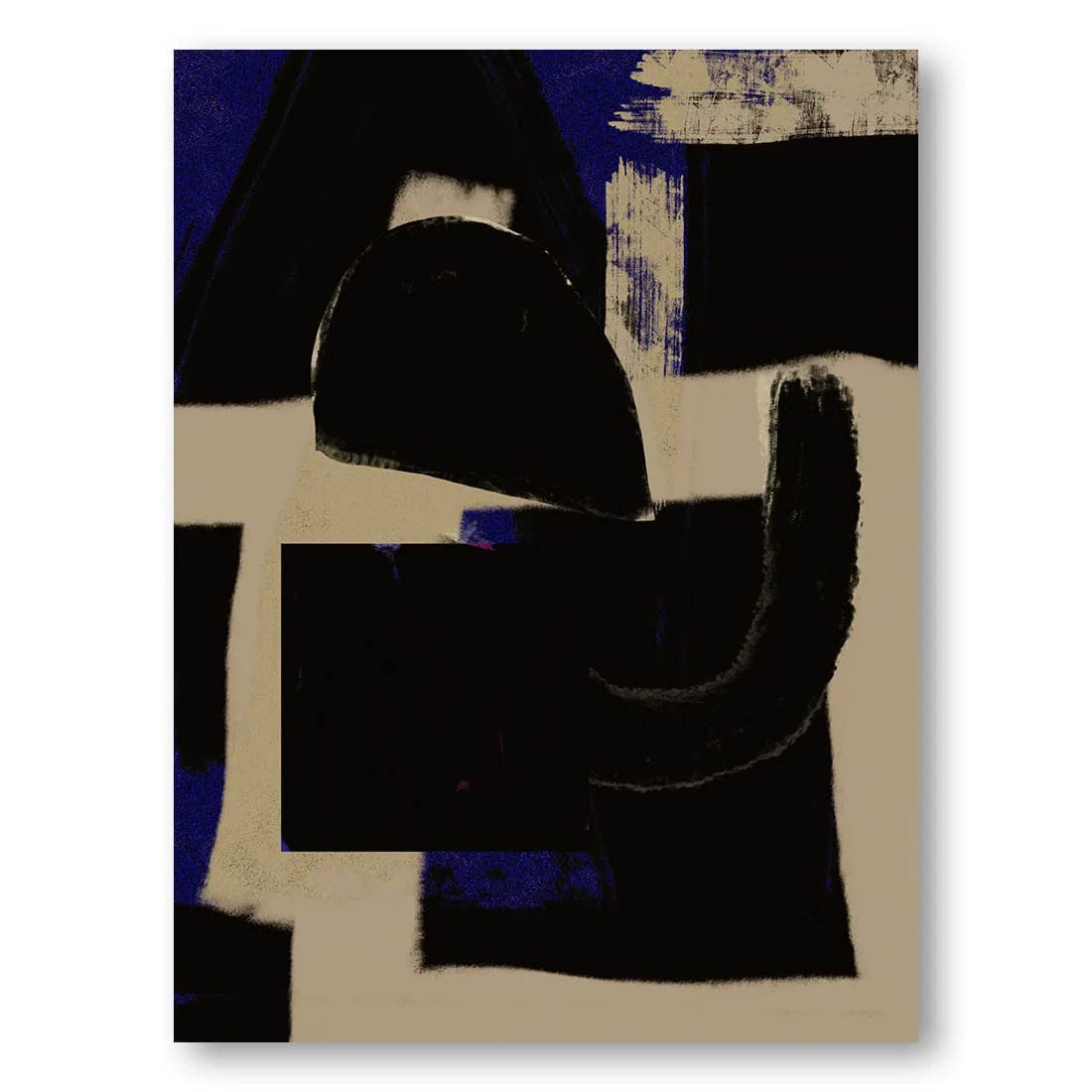 Abstract Blues Composition Art Print – Stone and Gray