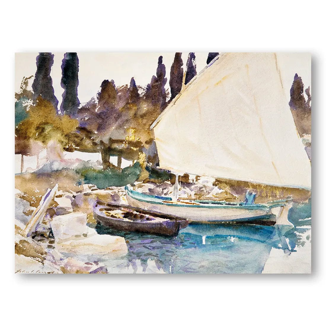 Boats by John Singer Sargent Vintage Art Print – Stone and Gray