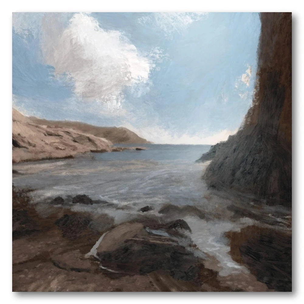 Ethereal Coastal Serenity Art Print – Stone and Gray