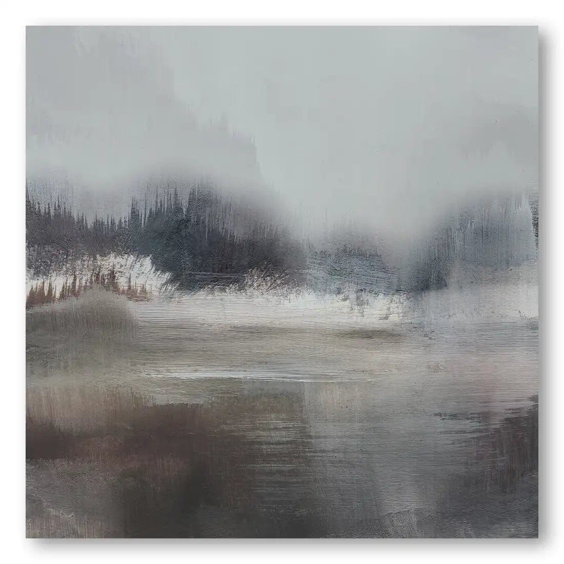 Forest Lake Abstract Landscape Art Print (Square) | Custom Sizes, Fine ...