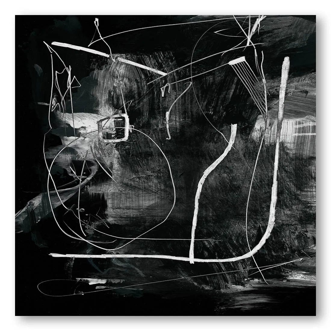 Mono Abstract Lines Art Print – Stone and Gray