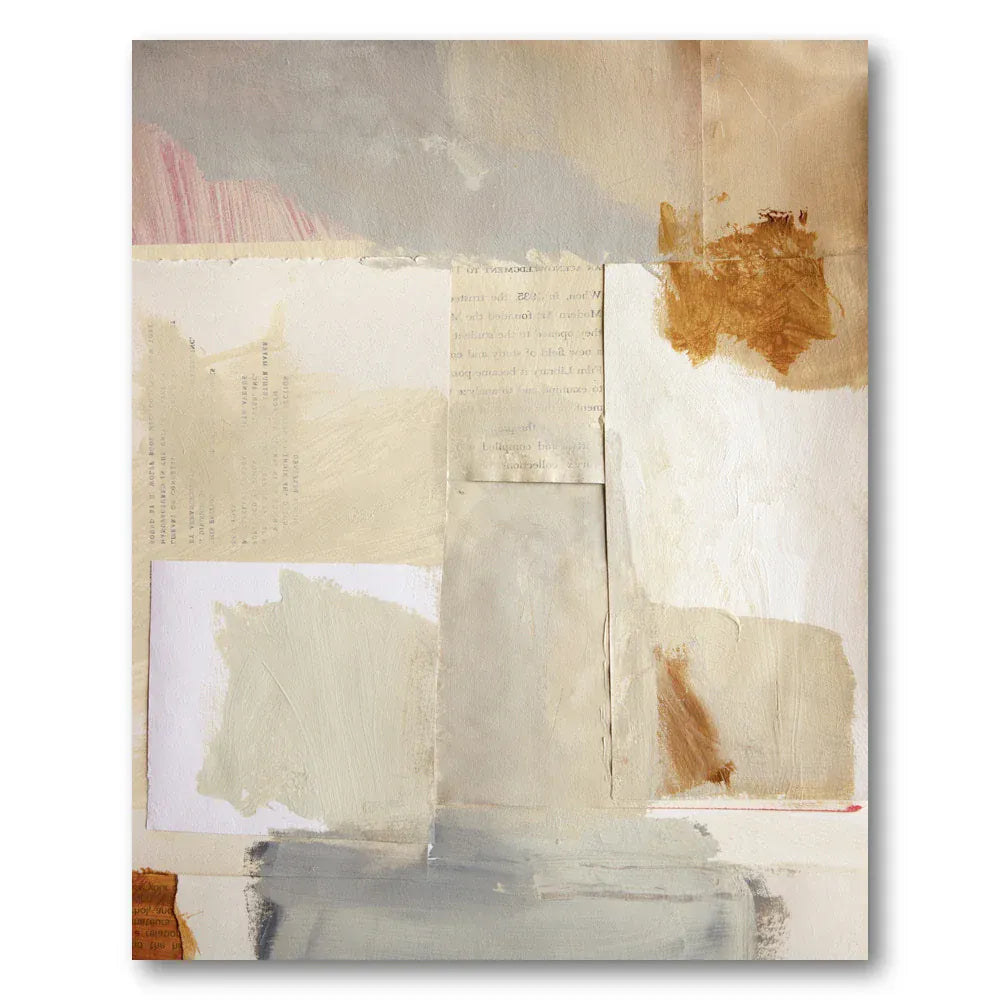 Neutral Tones Abstract Collage Art Print – Stone and Gray