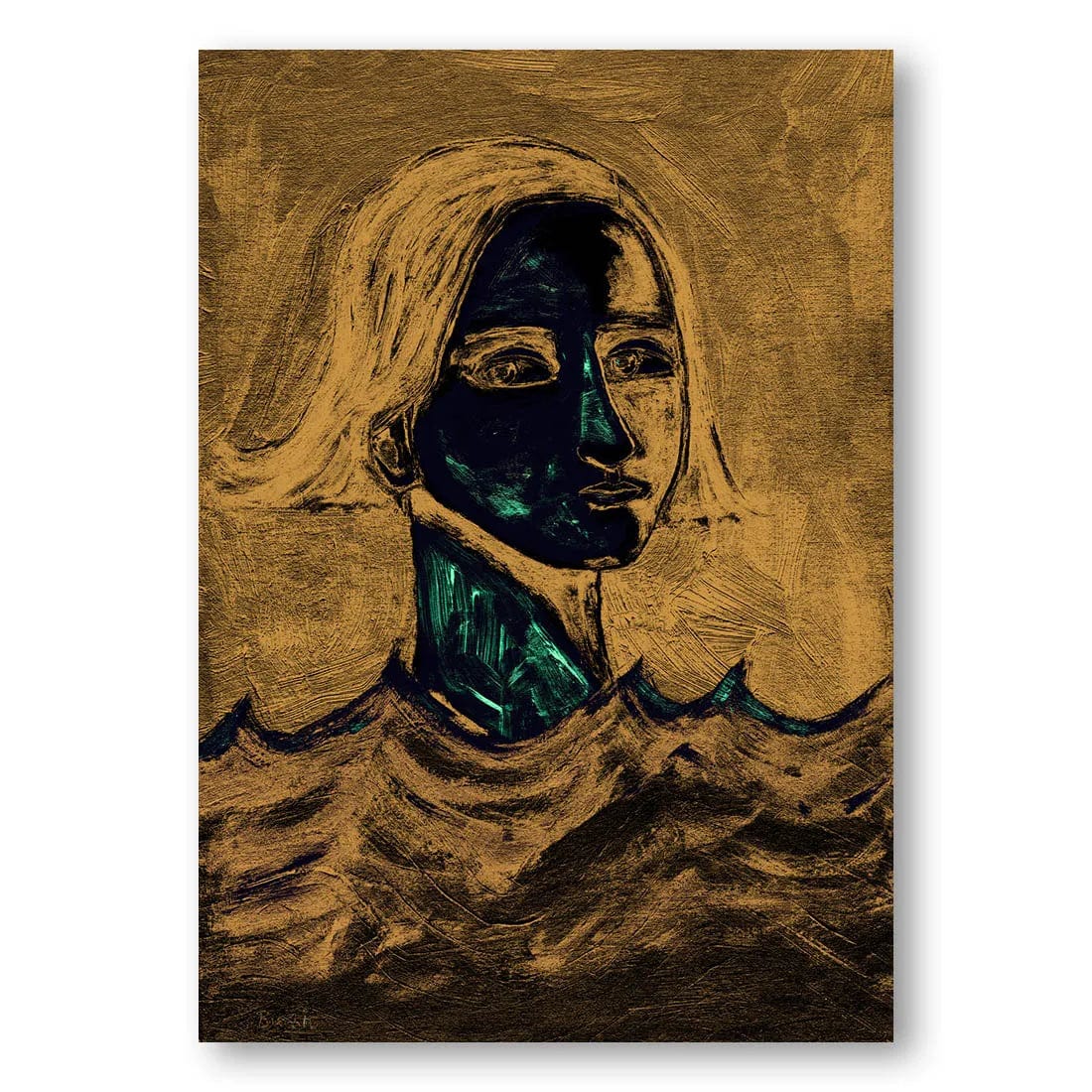 Swimmer In Tan Waves Art Print – Stone and Gray